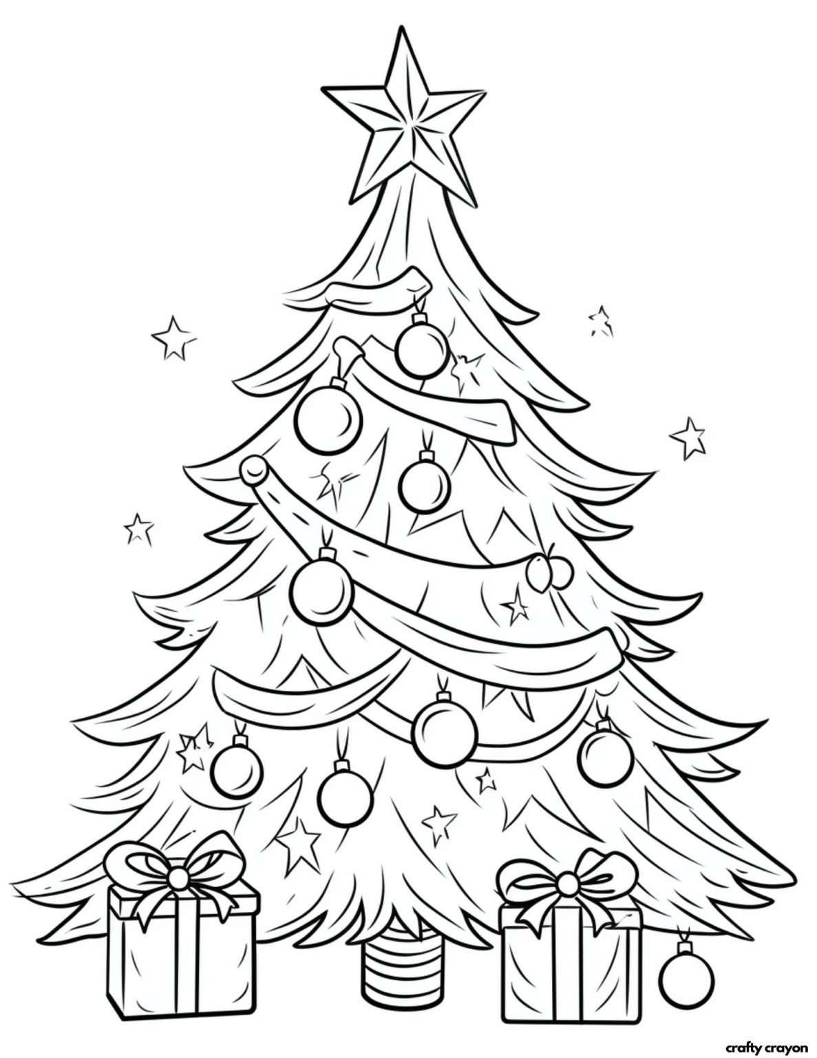 Printable Christmas Tree Coloring Page (Free PDF Printables)