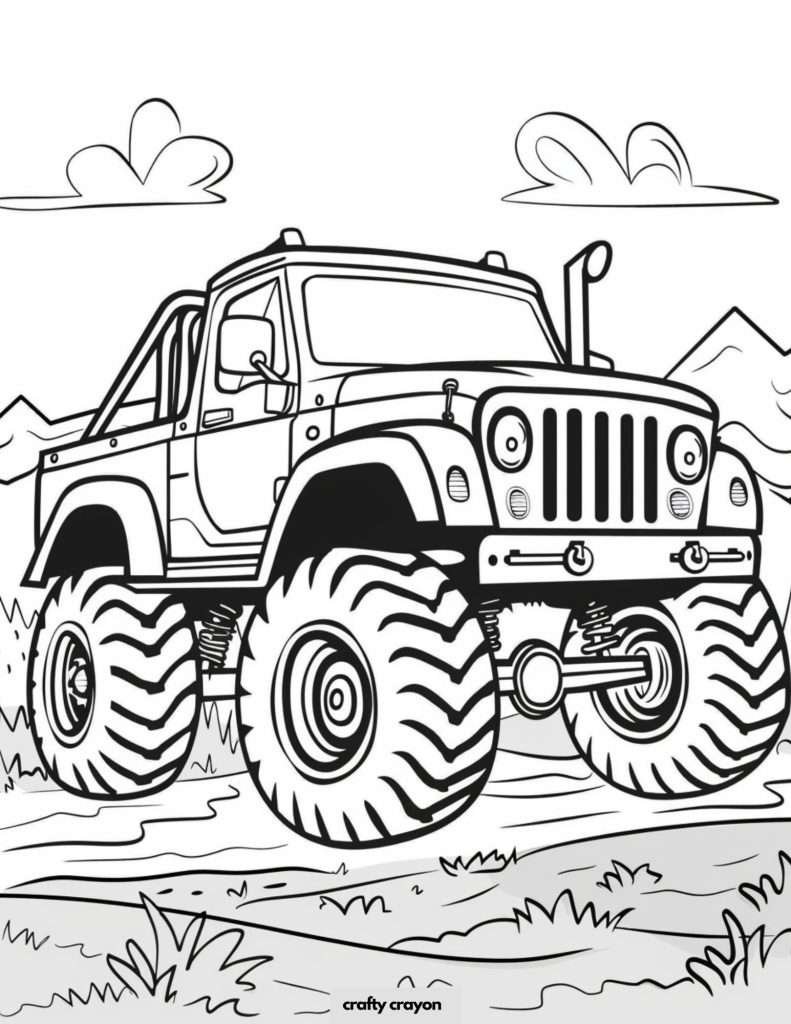 Monster Truck Coloring Pages (Free PDF Printables)