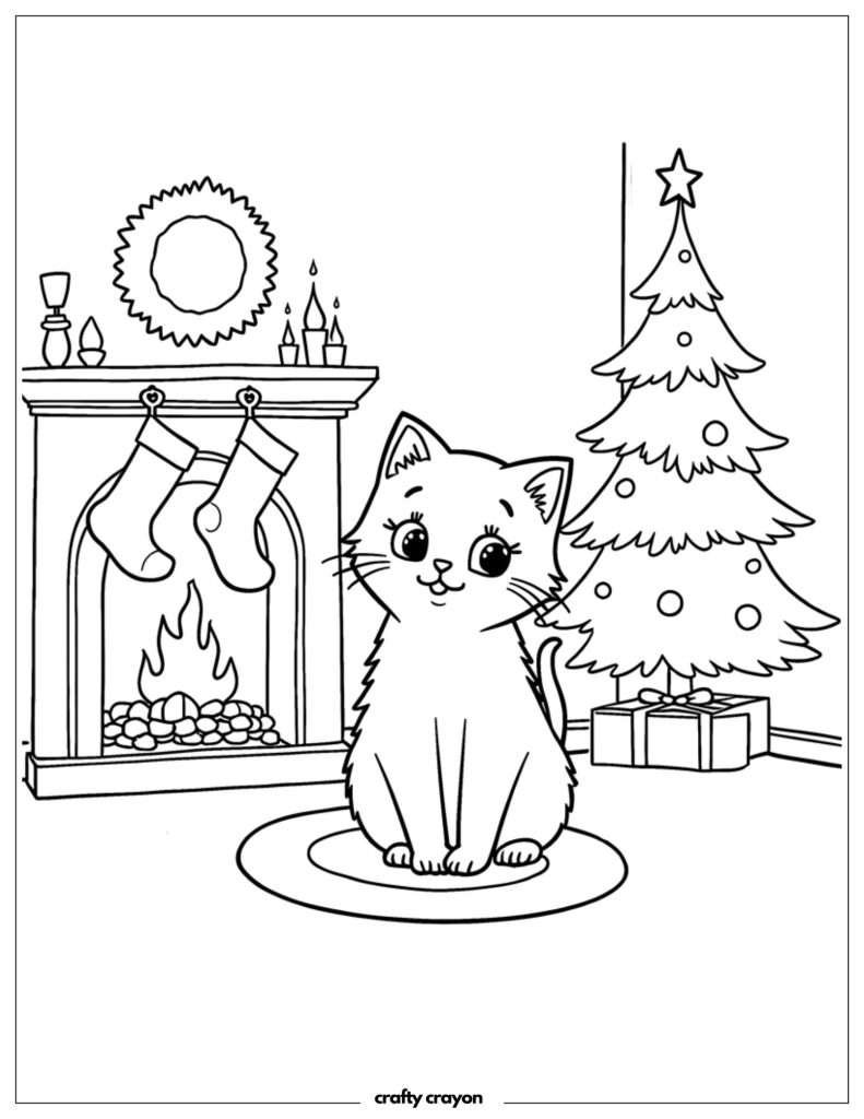 Christmas Cat Coloring Pages (Free PDF Printables)