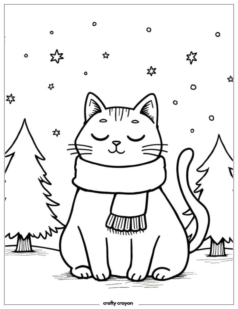 Christmas Cat Coloring Pages (Free PDF Printables)