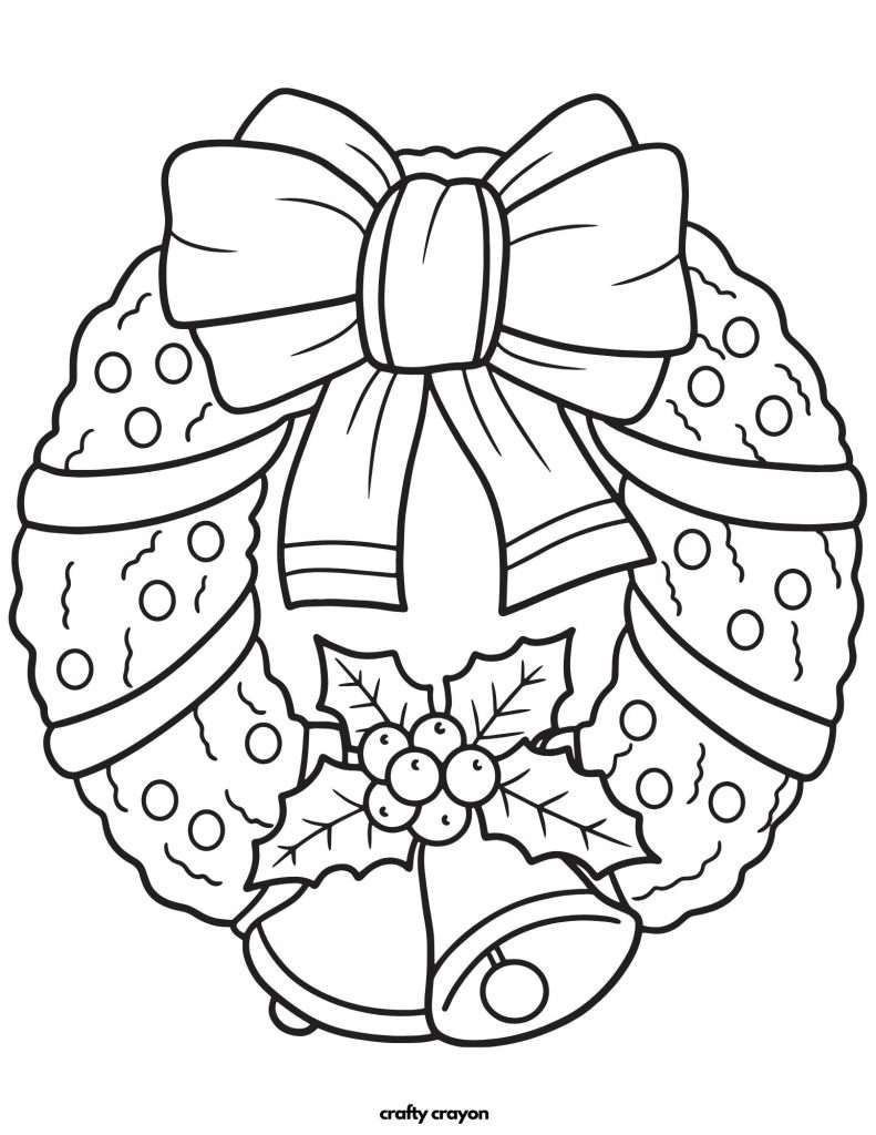 Christmas Wreath Coloring Pages (Free PDF Printables)