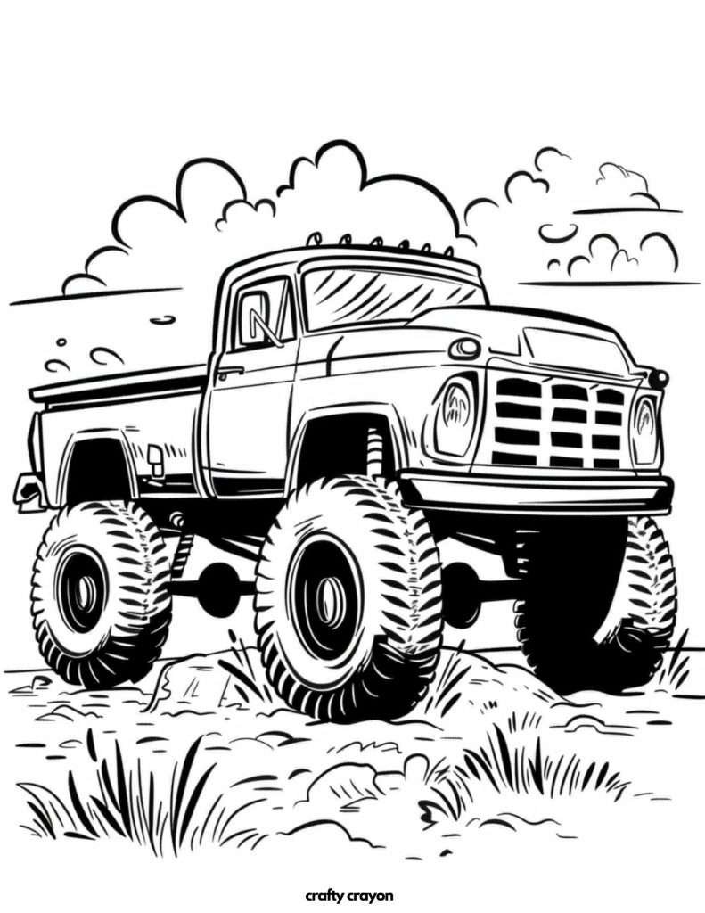 Monster Truck Coloring Pages (Free PDF Printables)