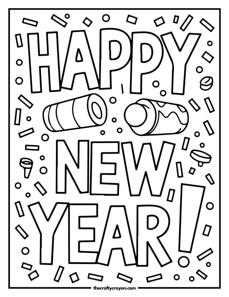 New Year Coloring Pages (Free PDF Printables)