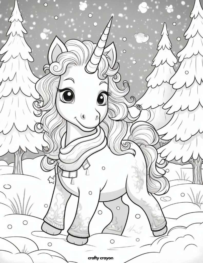 Christmas Unicorn Coloring Pages (Free PDF Printables)