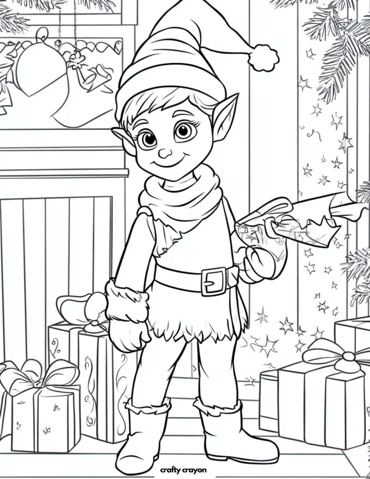 Christmas Elf Coloring Pages (Free PDF Printables)
