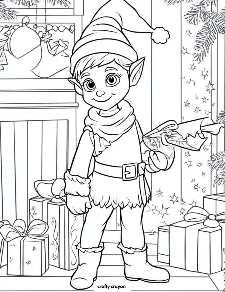 Christmas Elf Coloring Pages (Free PDF Printables)