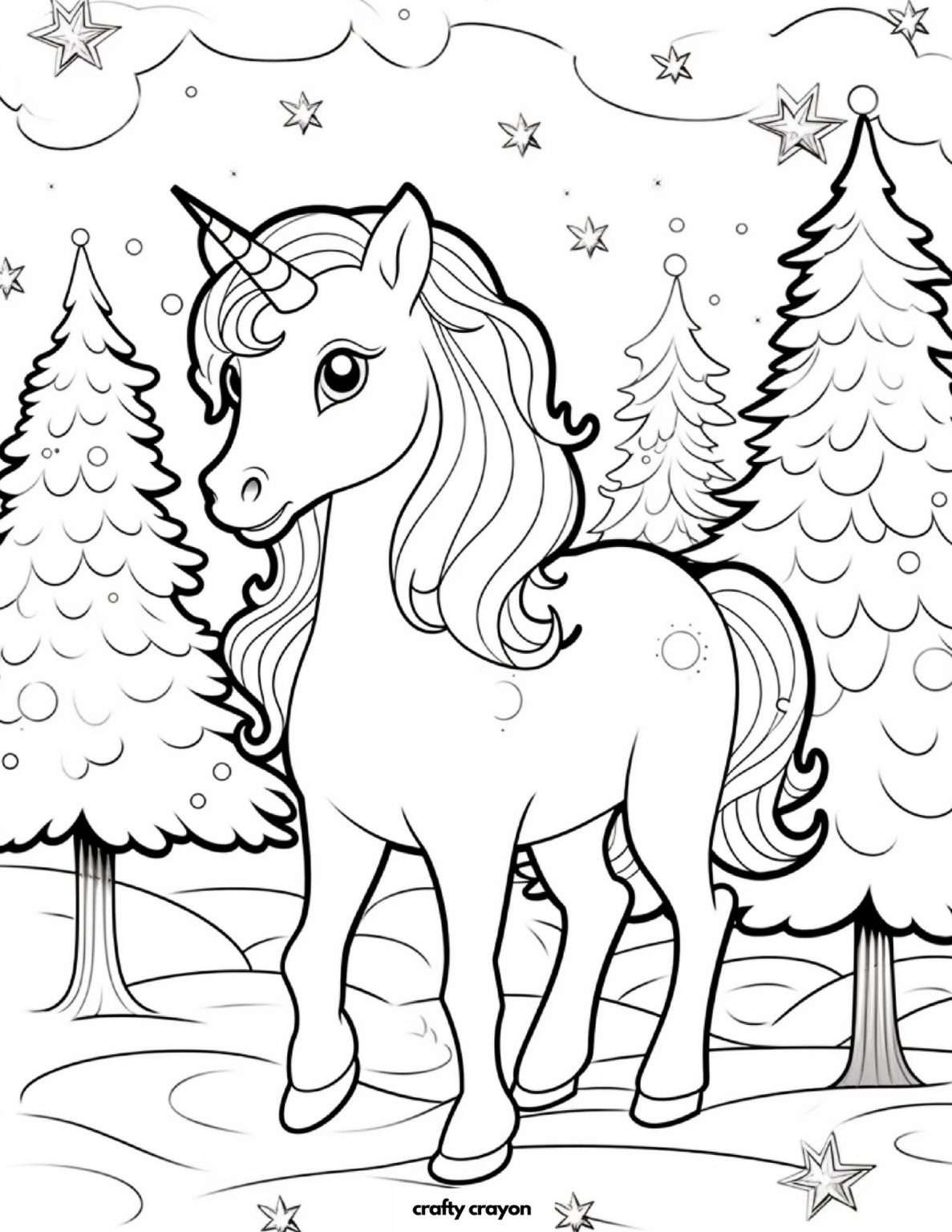 Christmas Unicorn Coloring Pages (Free PDF Printables)