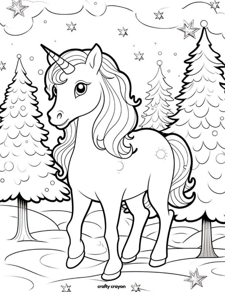 Christmas Unicorn Coloring Pages (Free PDF Printables)