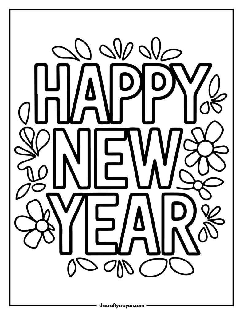 New Year Coloring Pages (Free PDF Printables)