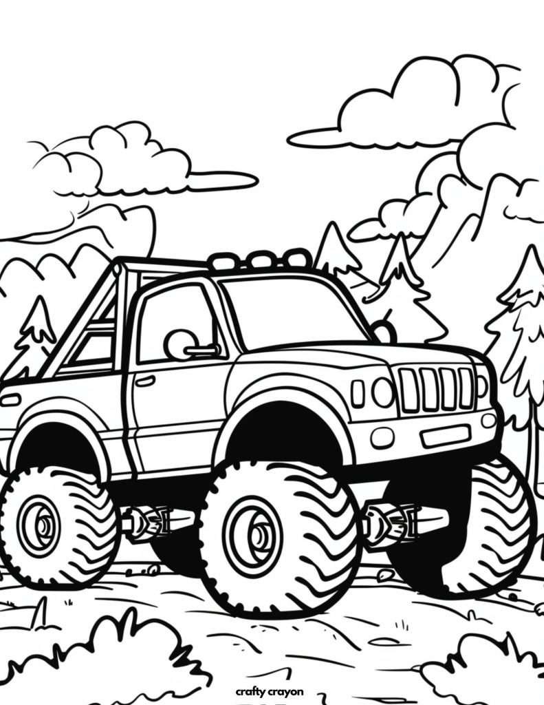 Monster Truck Coloring Pages (Free PDF Printables)