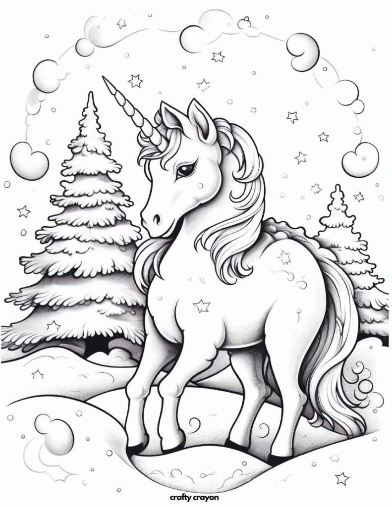 Christmas Unicorn Coloring Pages (Free PDF Printables)