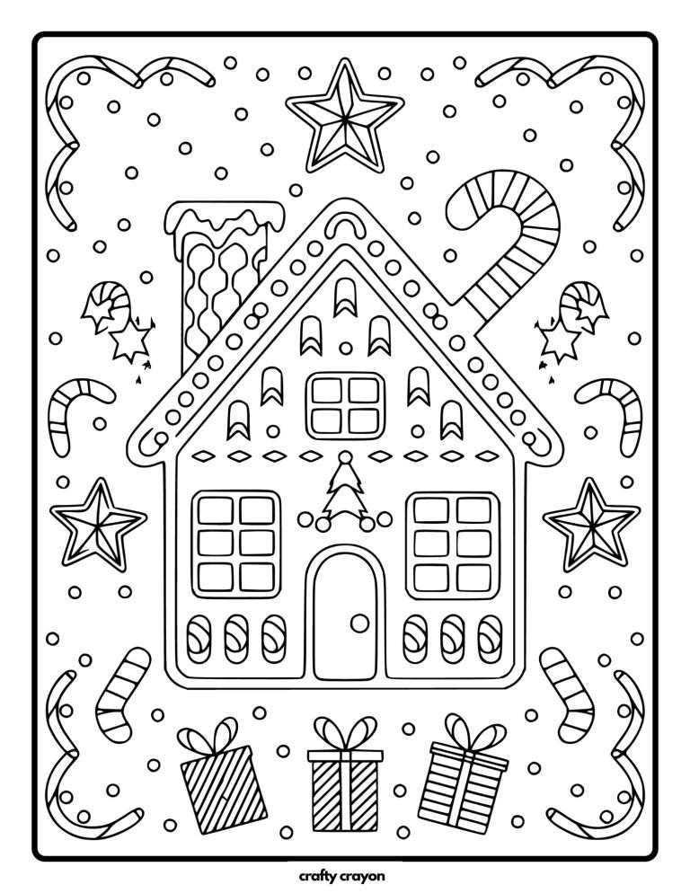 Gingerbread Christmas Coloring Pages (Free PDF Printables)
