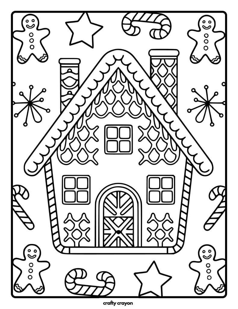 Gingerbread Christmas Coloring Pages (Free PDF Printables)