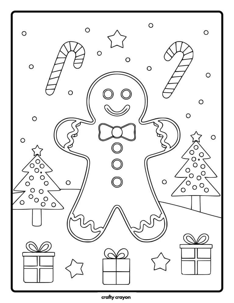 Gingerbread Christmas Coloring Pages (Free PDF Printables)