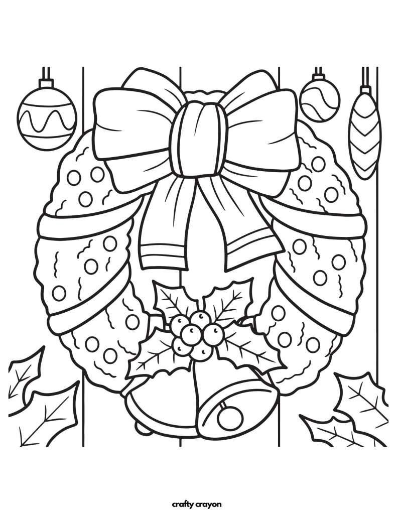 Christmas Wreath Coloring Pages (Free PDF Printables)