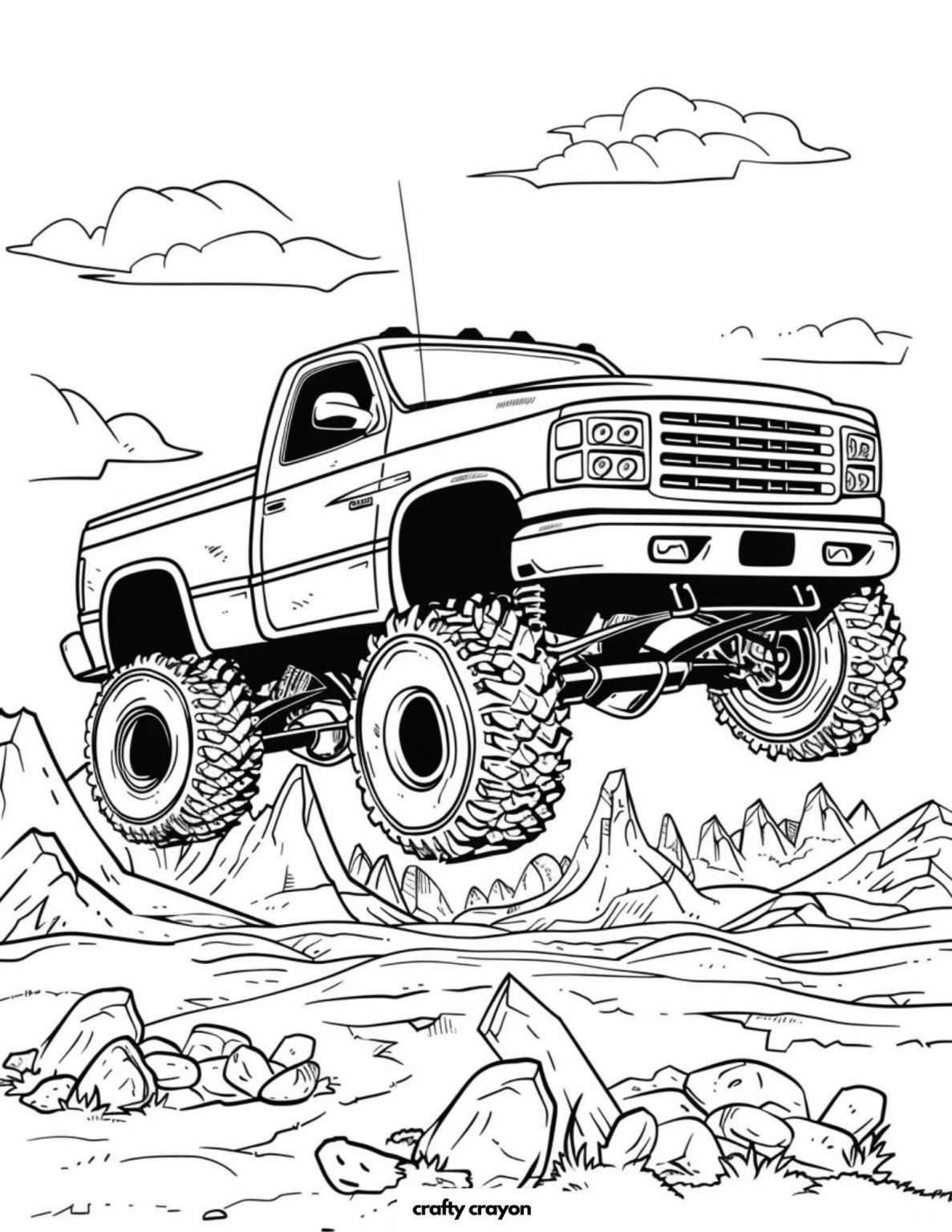 Monster Truck Coloring Pages (Free PDF Printables)