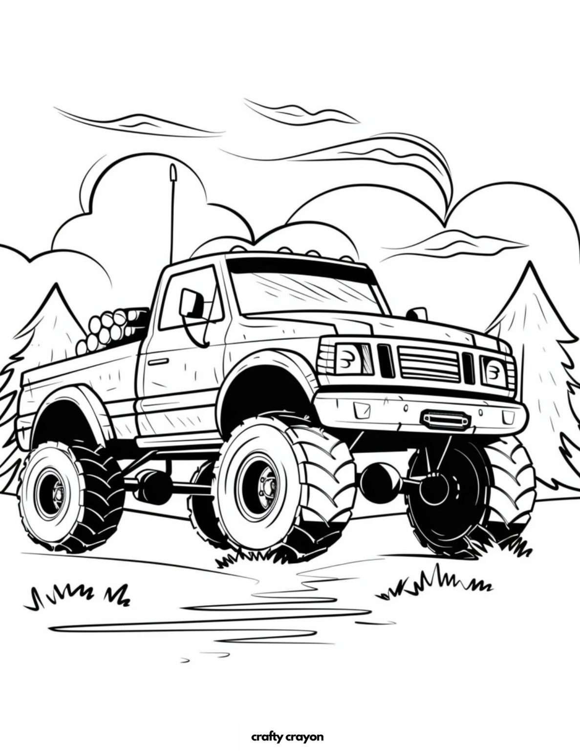 Monster Truck Coloring Pages (Free PDF Printables)