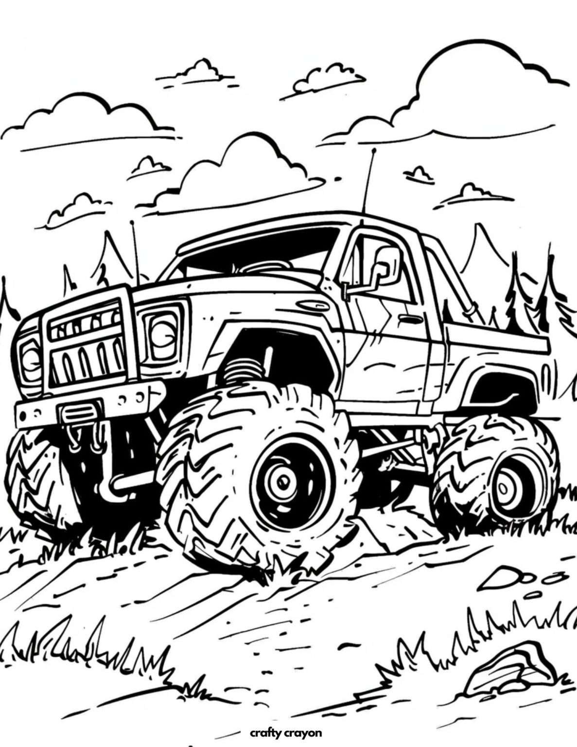 Monster Truck Coloring Pages (Free PDF Printables)