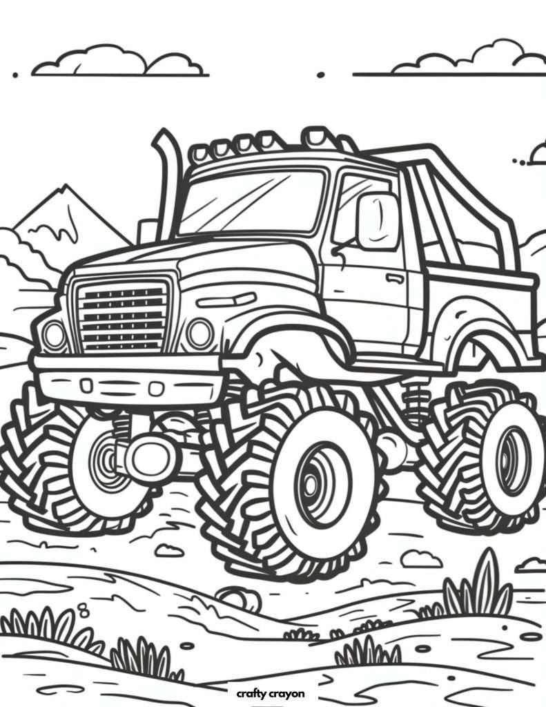 Monster Truck Coloring Pages (Free PDF Printables)