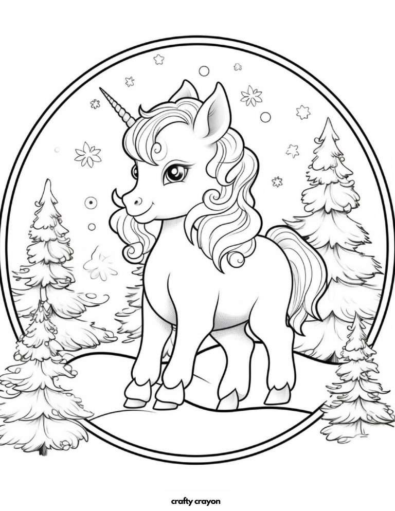 Christmas Unicorn Coloring Pages (Free PDF Printables)