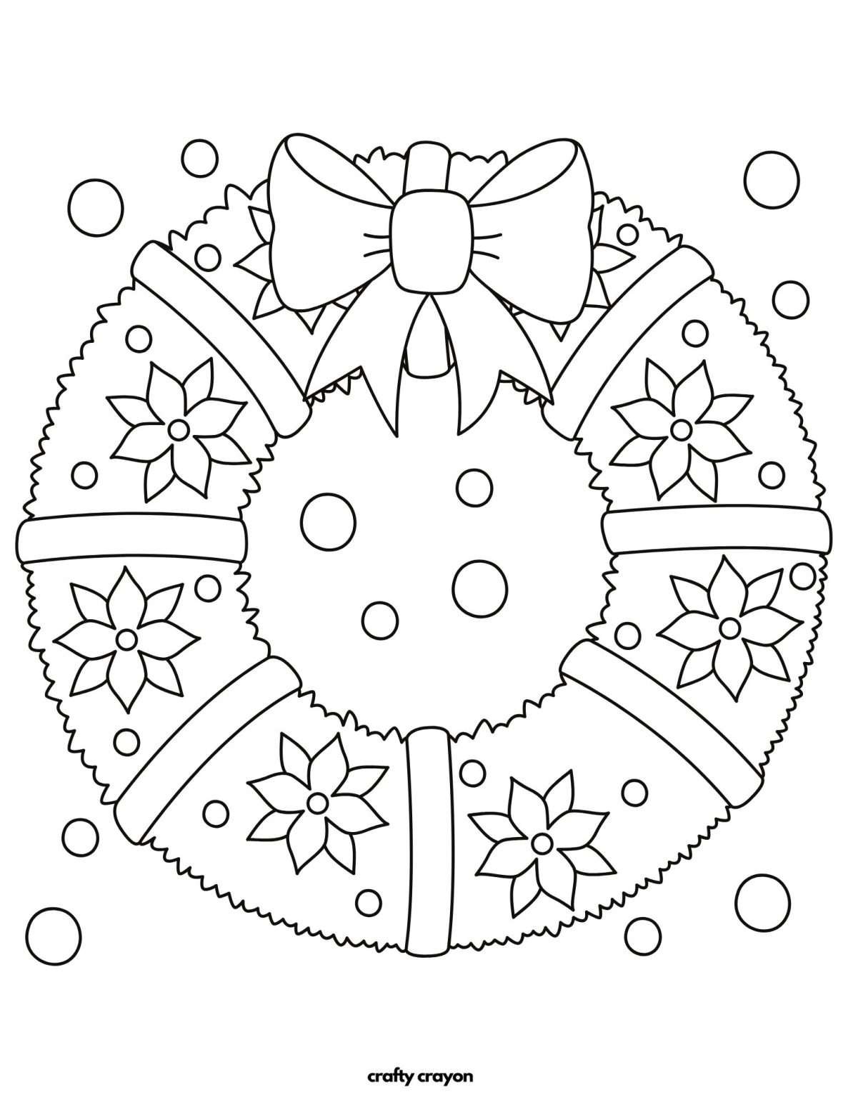 Christmas Wreath Coloring Pages (Free PDF Printables)