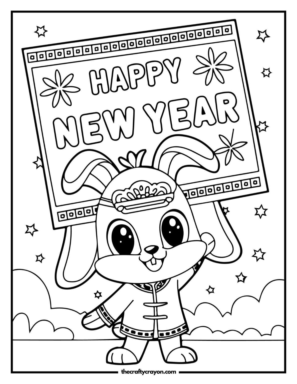 New Year Coloring Pages (Free PDF Printables)