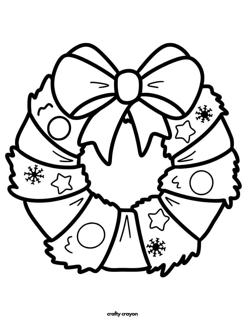 Christmas Wreath Coloring Pages (Free PDF Printables)