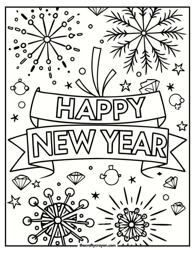 New Year Coloring Pages (Free PDF Printables)