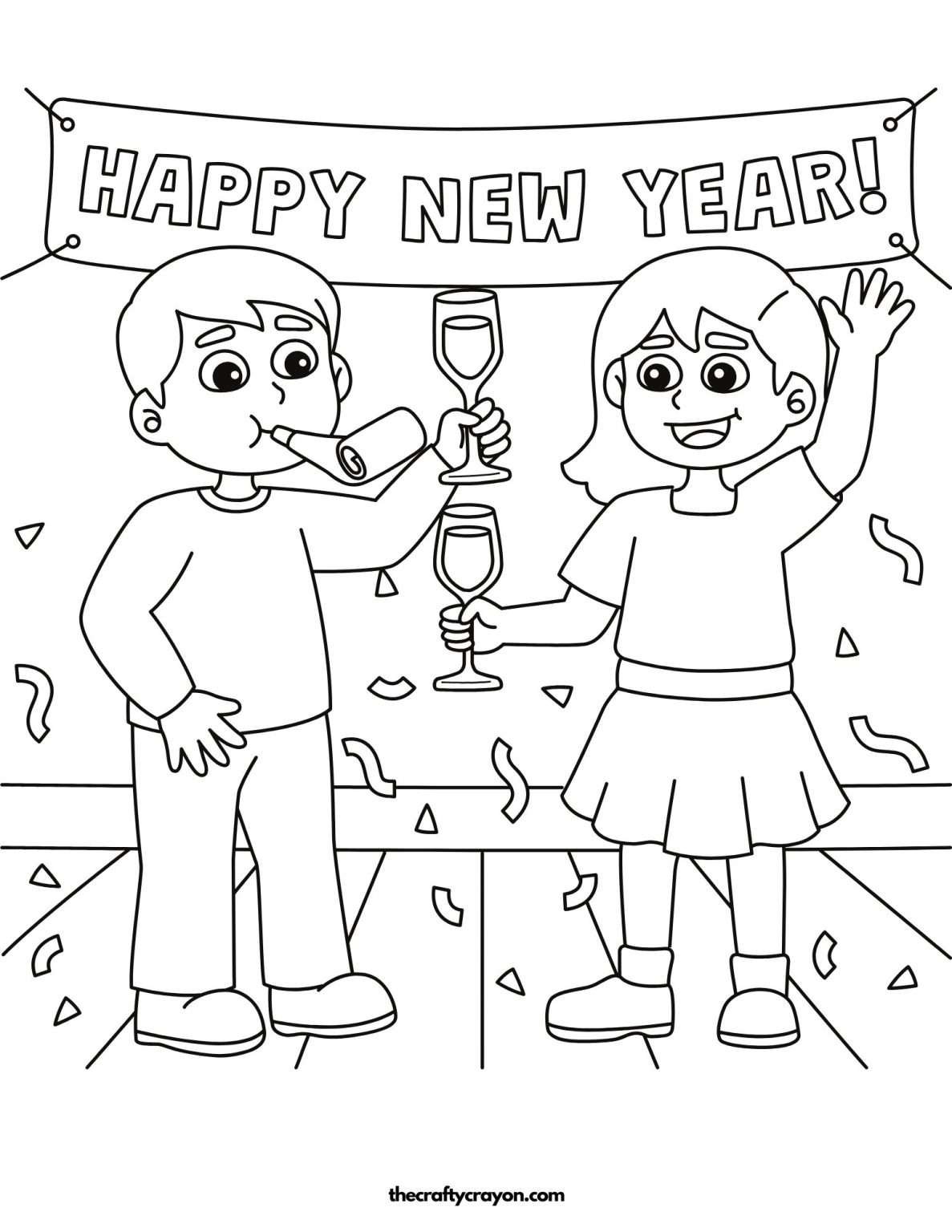 New Year Coloring Pages (Free PDF Printables)
