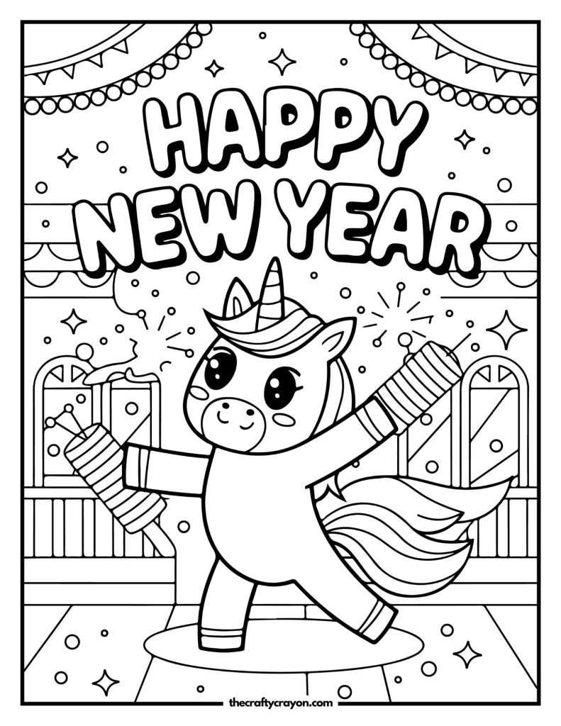 New Year Coloring Pages (Free PDF Printables)