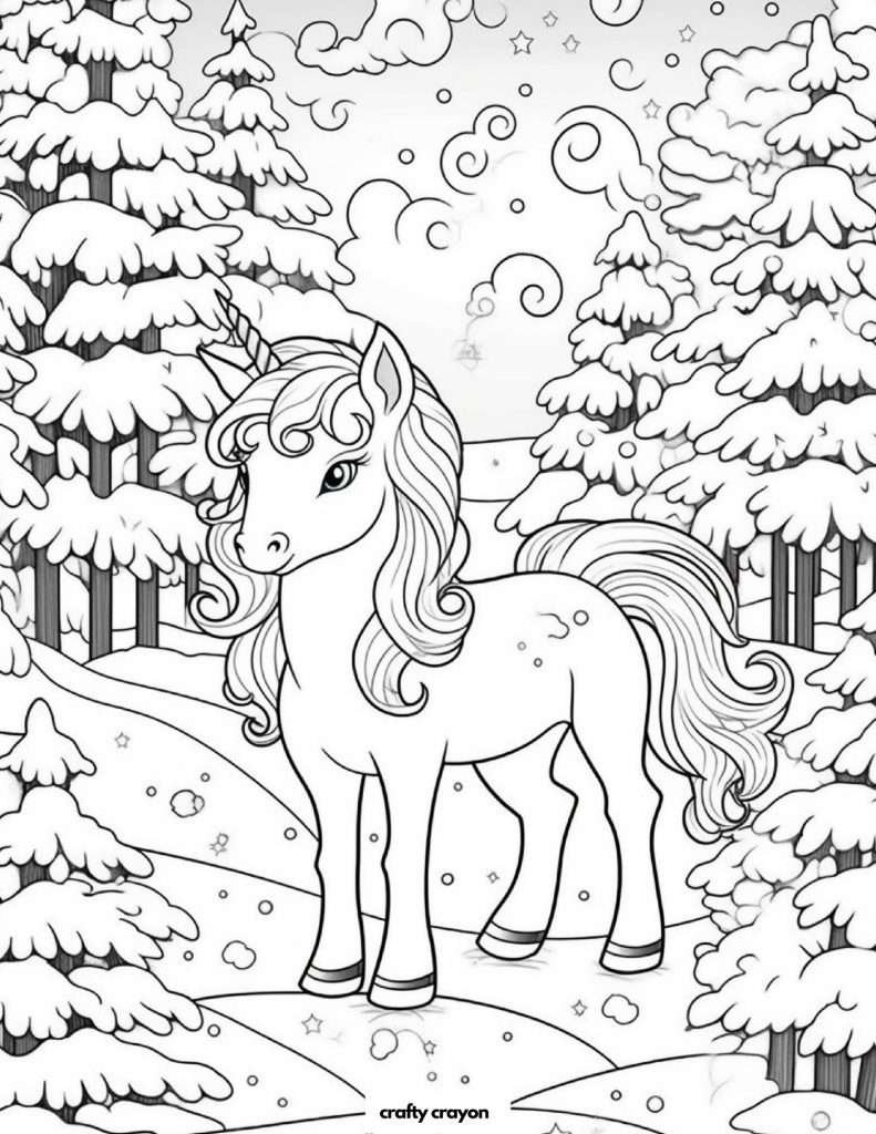 Christmas Unicorn Coloring Pages (Free PDF Printables)