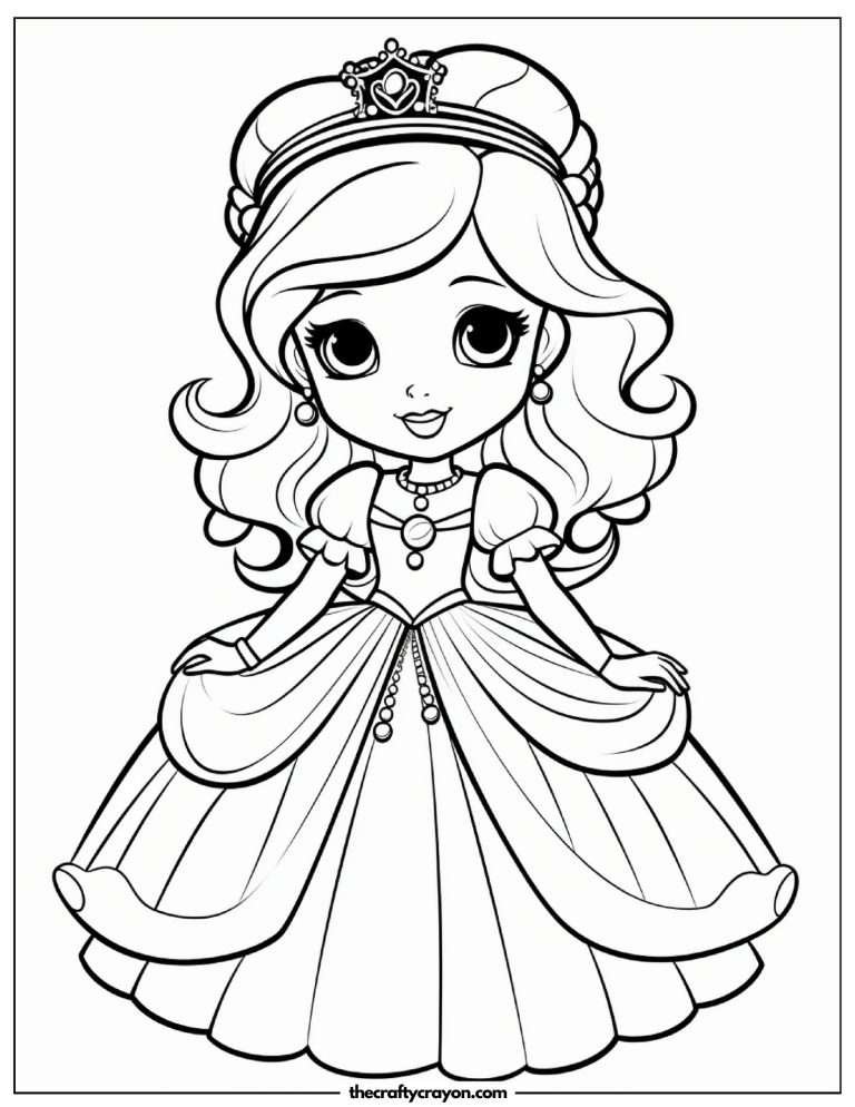 Cute Princess Coloring Pages (Free Printable PDFs)