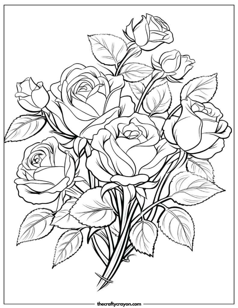 Roses Coloring Pages (Free Printable PDFs)