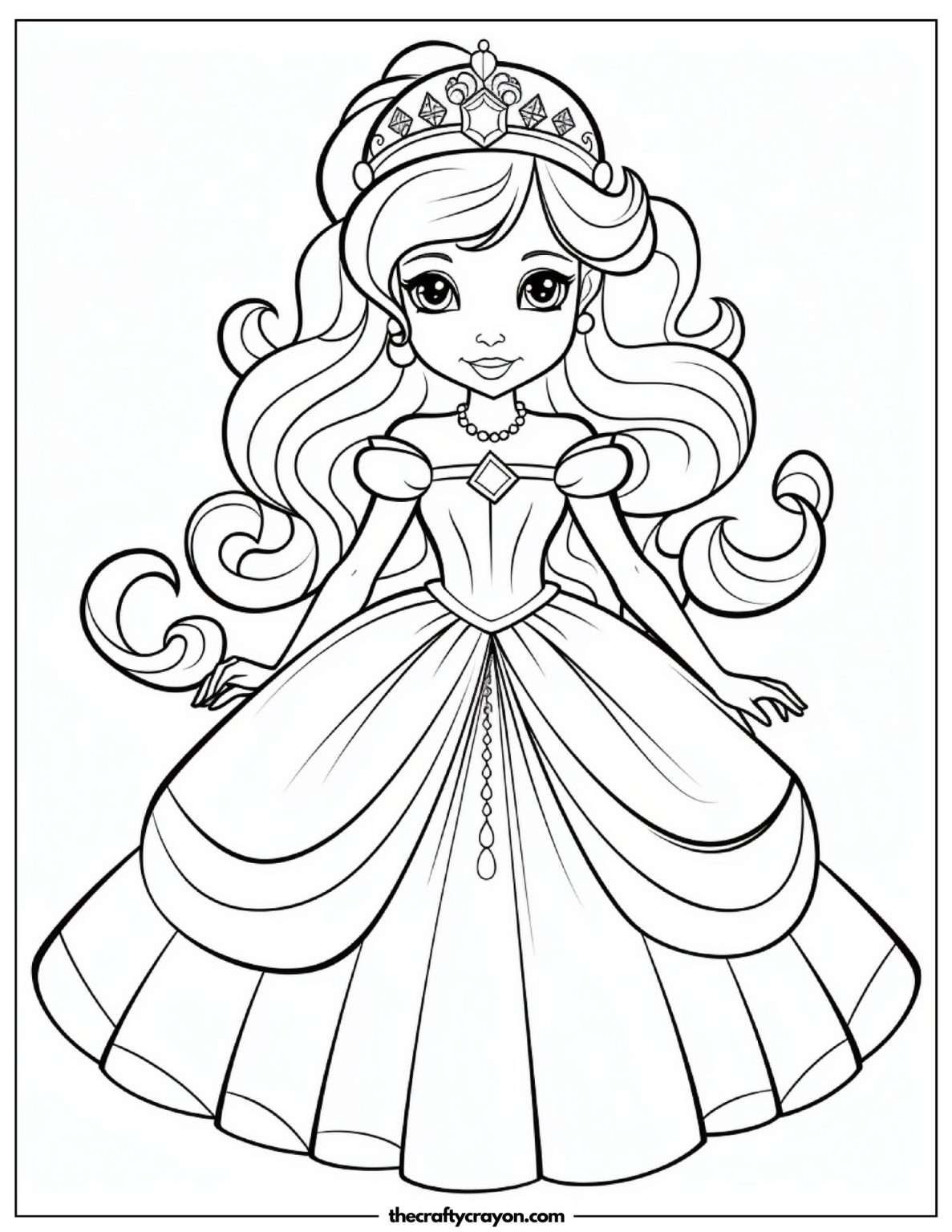Cute Princess Coloring Pages (Free Printable PDFs)