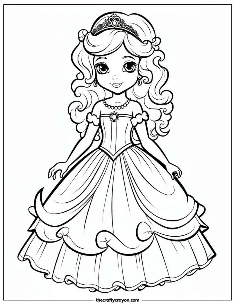 Cute Princess Coloring Pages (Free Printable PDFs)