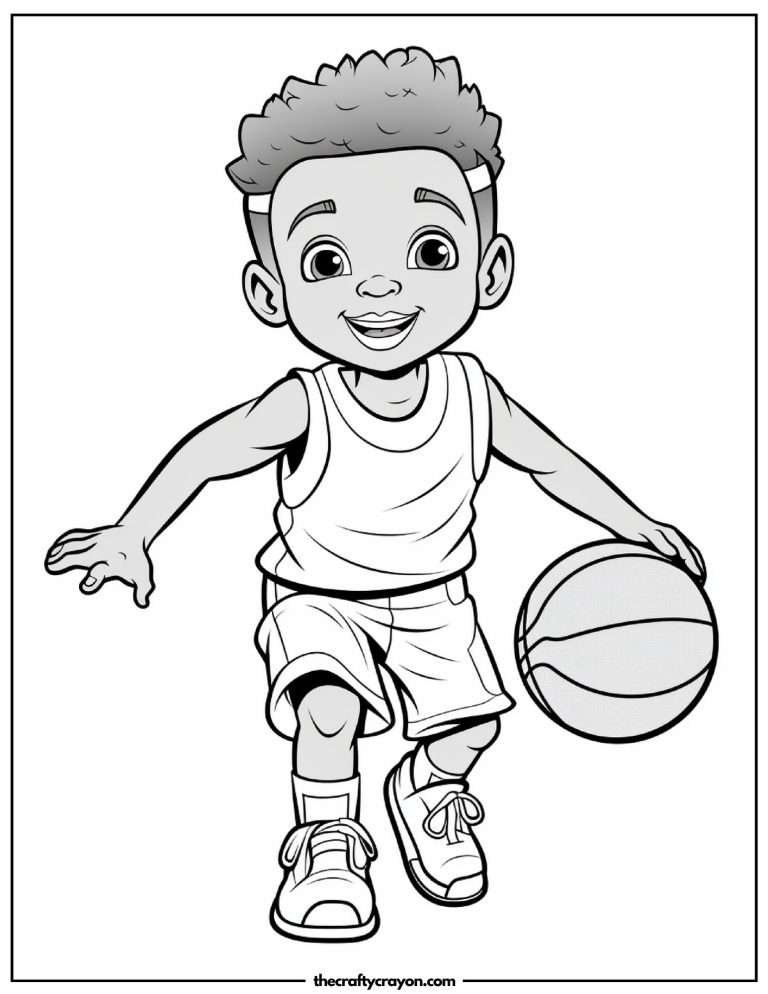 Playing Basketball Coloring Pages (Free Printable PDFs)
