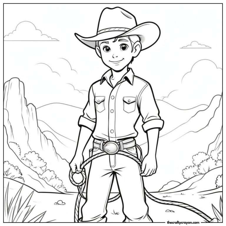 Cowboy Coloring Pages (Free Printable PDFs)