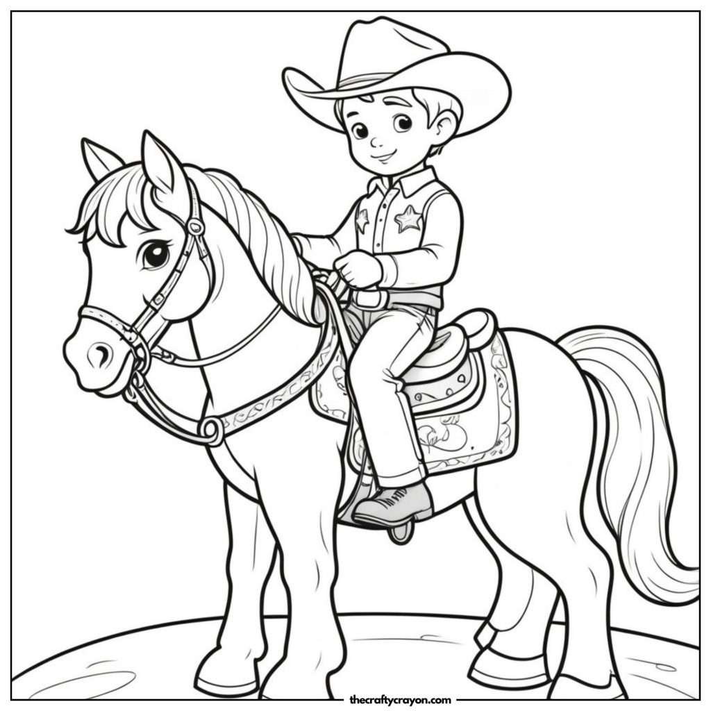 Cowboy Coloring Pages (Free Printable PDFs)