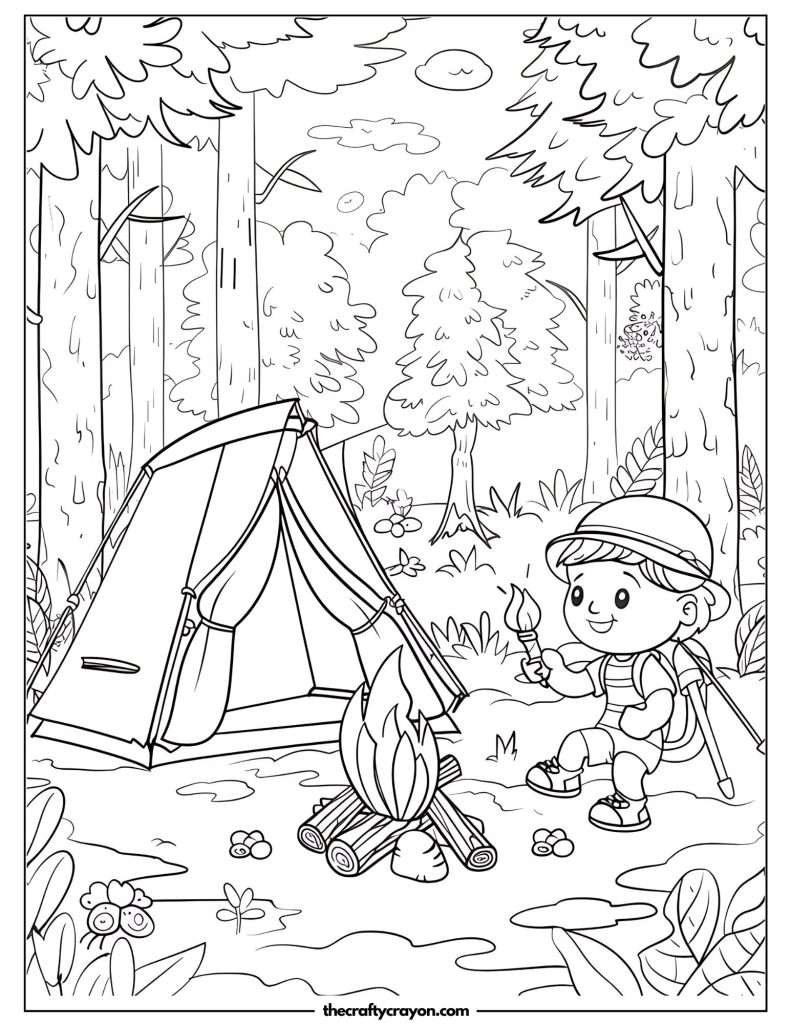 Camping Coloring Pages (Free Printable PDFs)