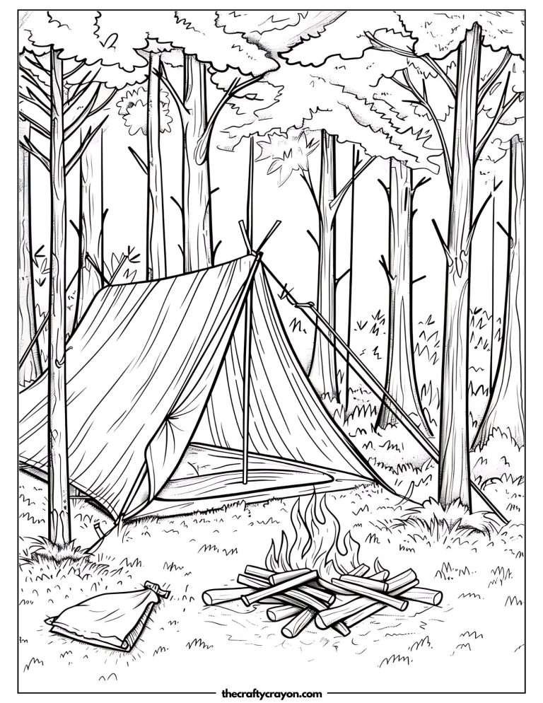 Camping Coloring Pages (Free Printable PDFs)
