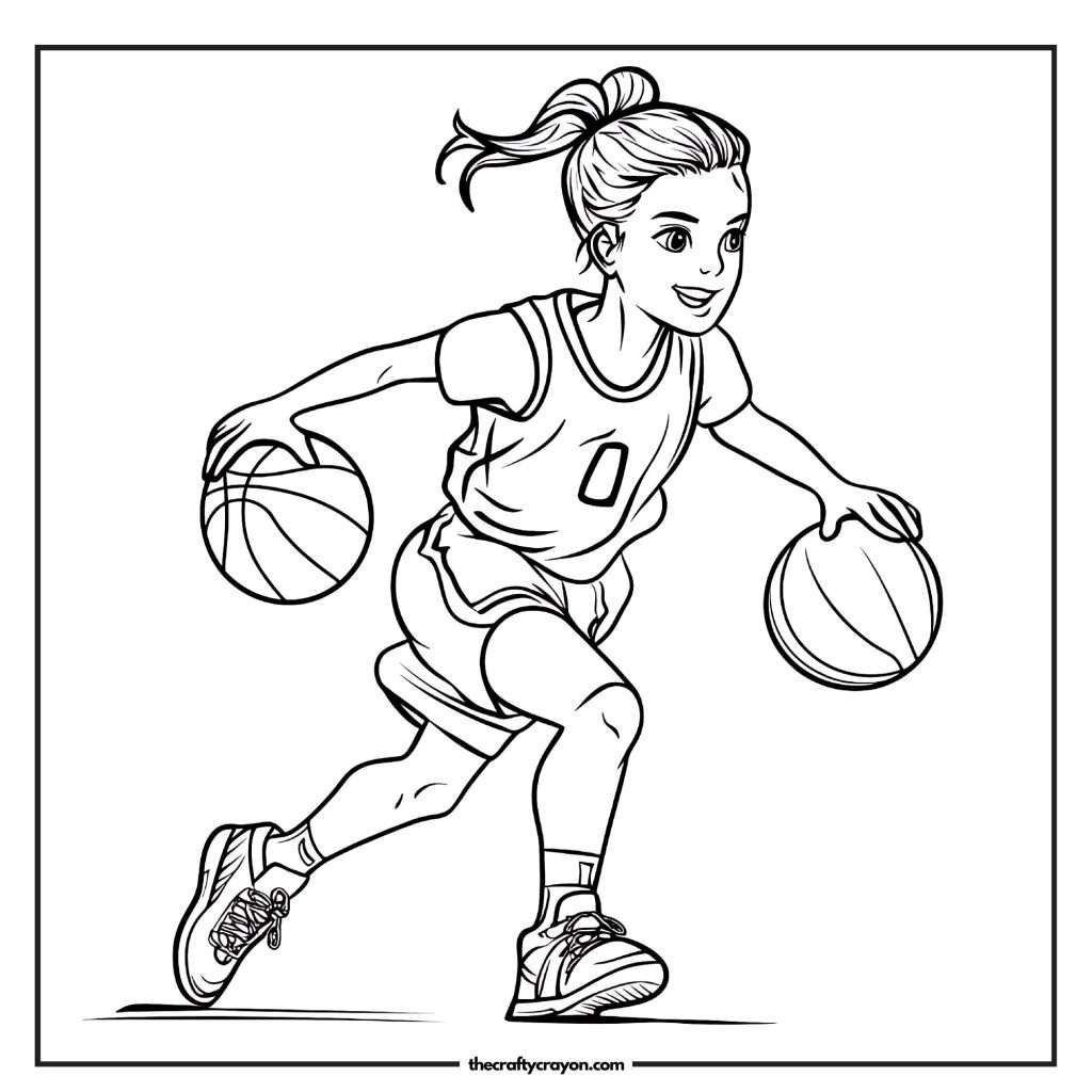 Playing Basketball Coloring Pages (Free Printable PDFs)