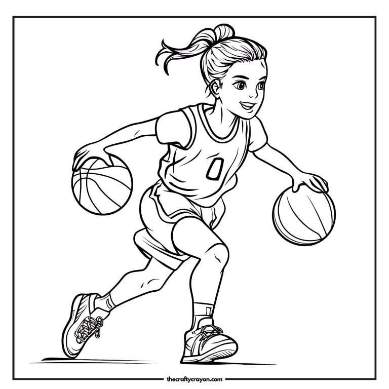 Playing Basketball Coloring Pages (Free Printable PDFs)