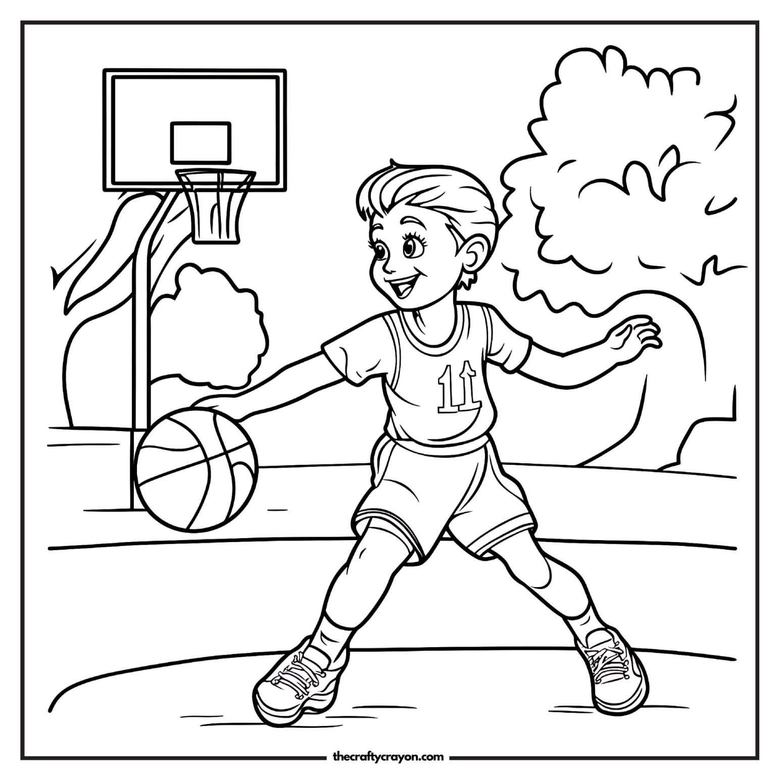 Playing Basketball Coloring Pages (Free Printable PDFs)