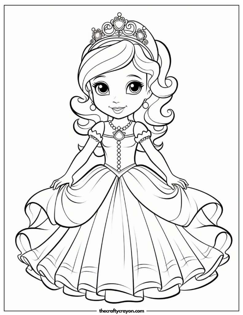 Cute Princess Coloring Pages (Free Printable PDFs)
