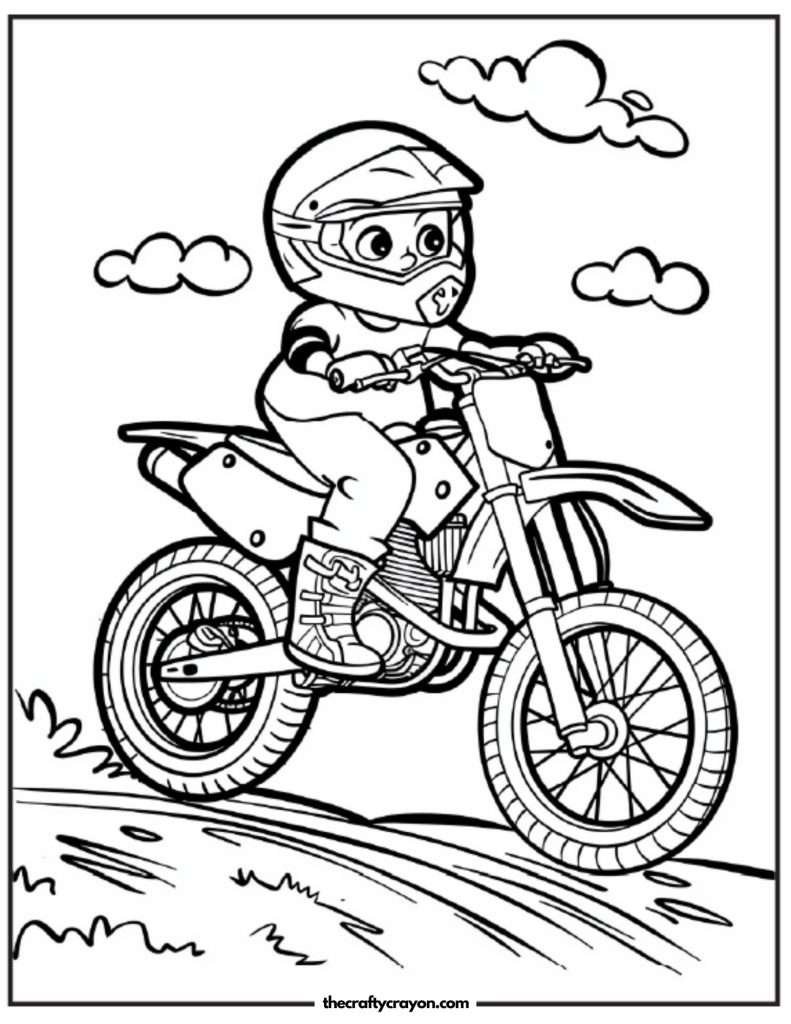 Dirt Biking Coloring Pages (Free Printable PDFs)