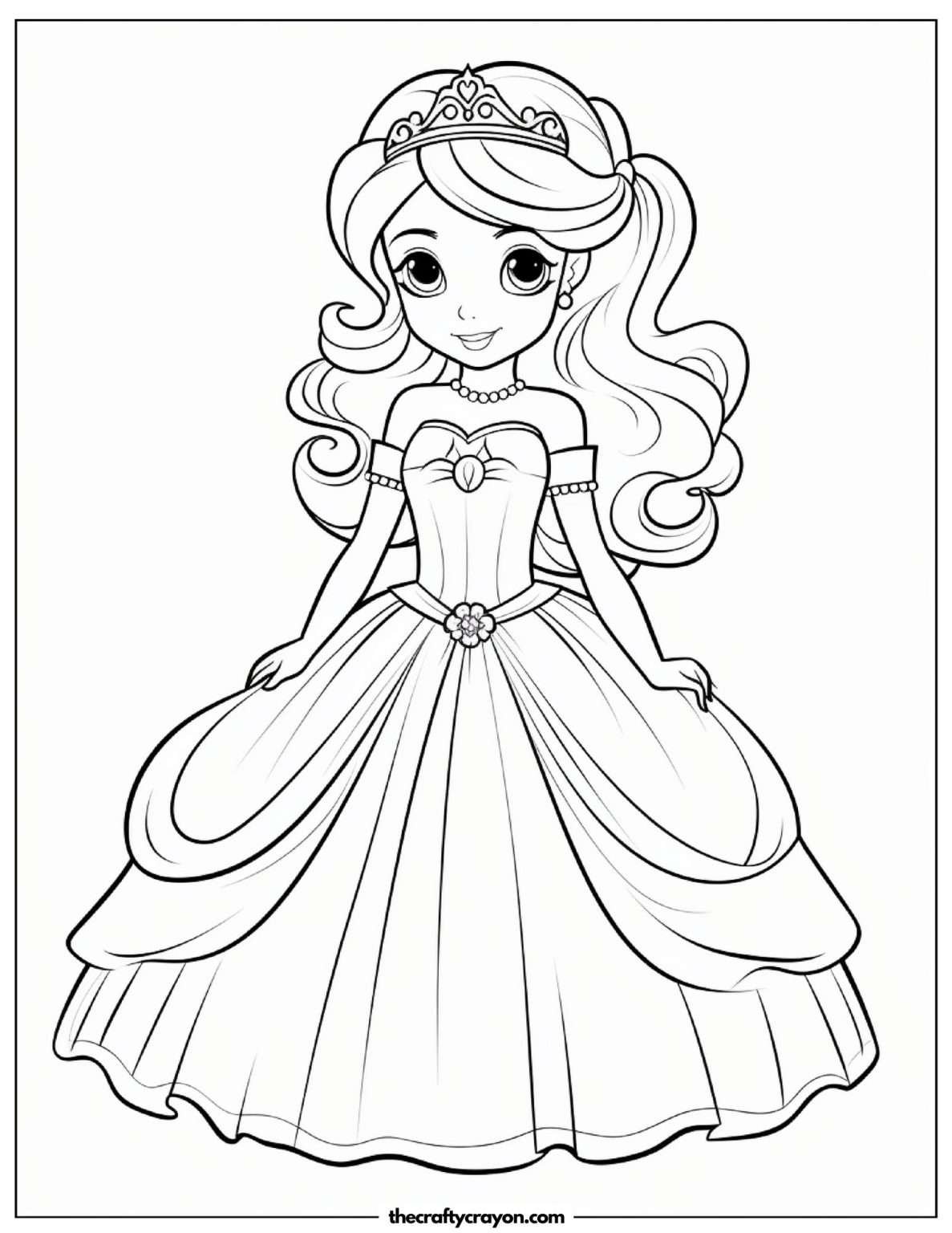 Cute Princess Coloring Pages (Free Printable PDFs)