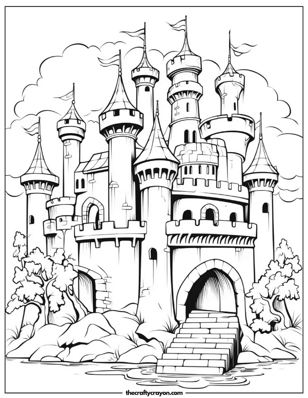 Castle Coloring Pages (Free Printable PDFs)