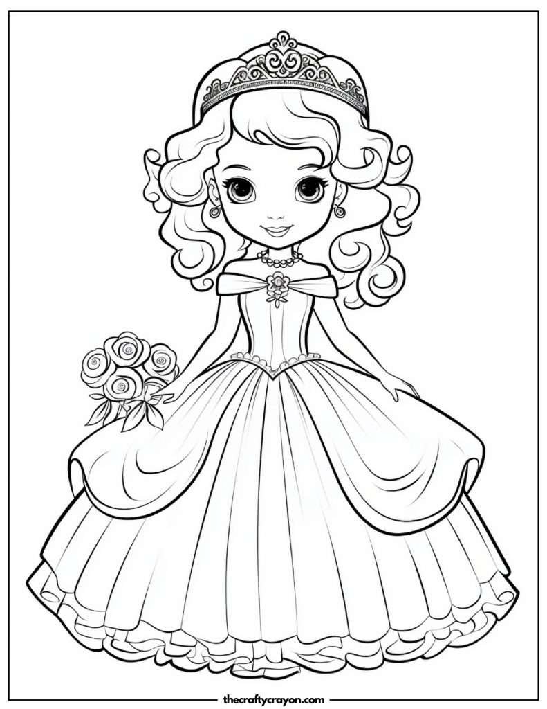 Cute Princess Coloring Pages (Free Printable PDFs)