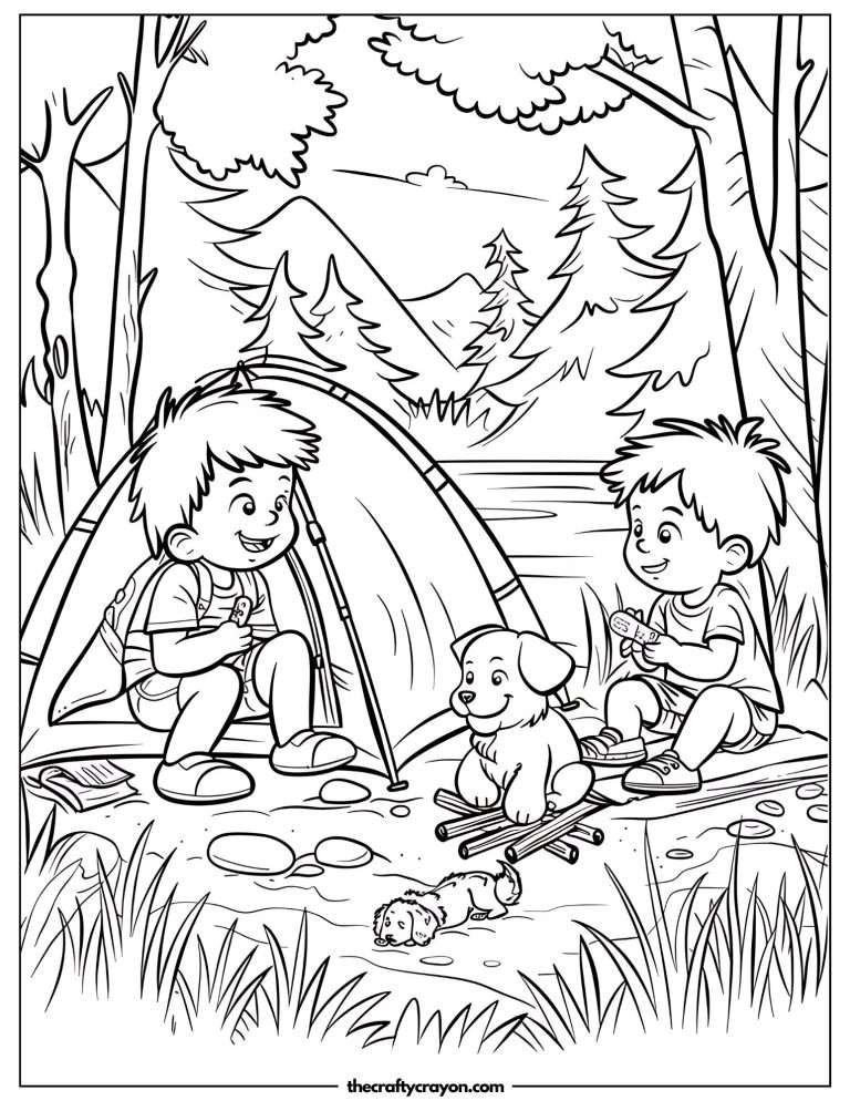 Camping Coloring Pages (Free Printable PDFs)
