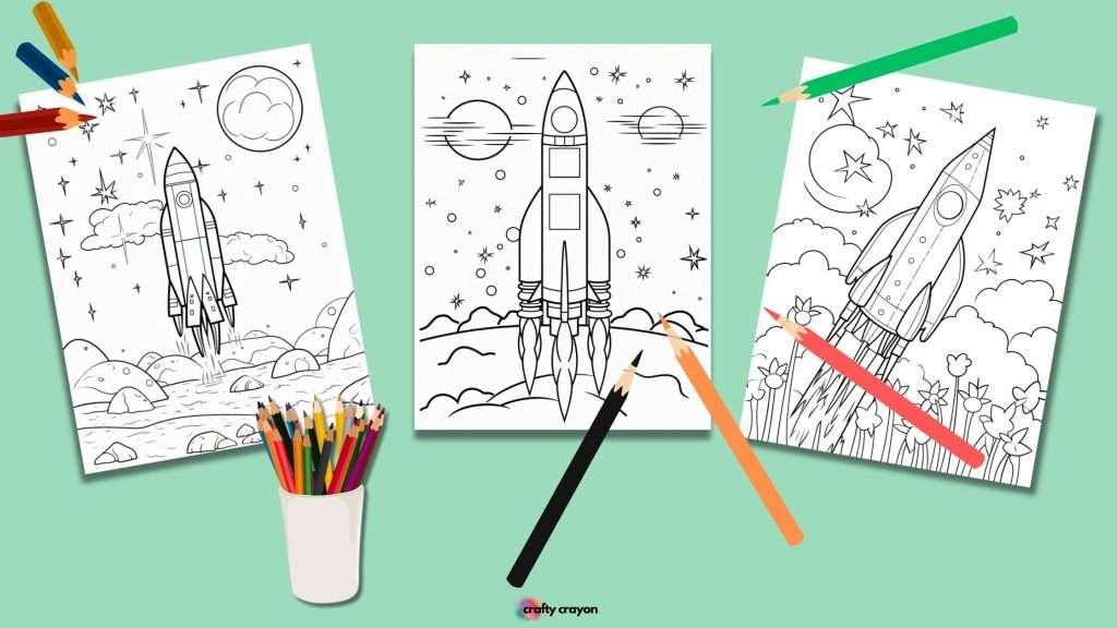 Rocket Ship Coloring Pages (Free Printable PDFs)